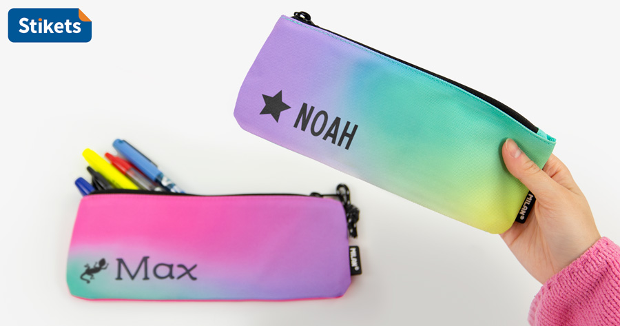 Personalised Milan Flat Pencil Case Stikets
