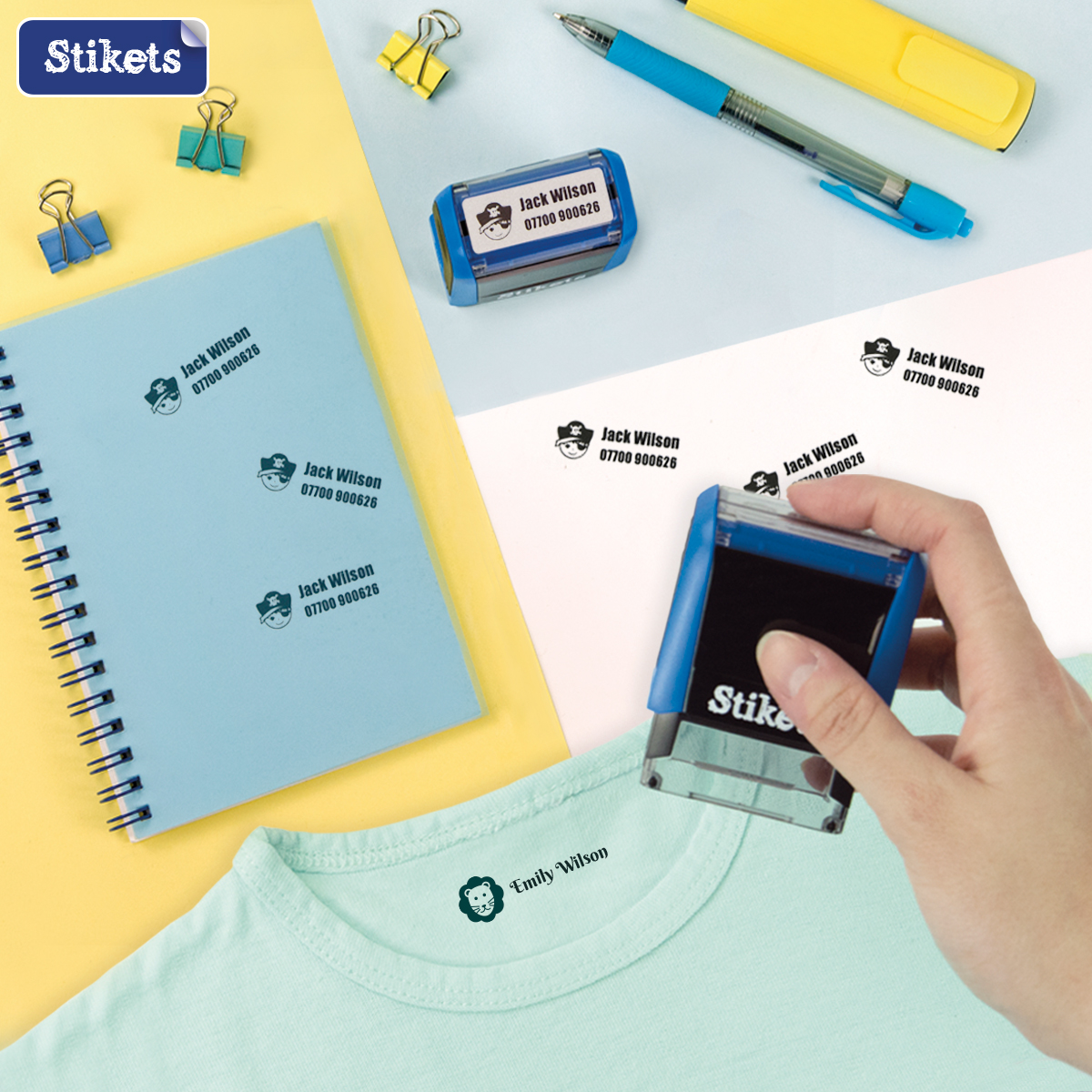 Personalised rectangular name stamp for clothes and belongings - Stikets